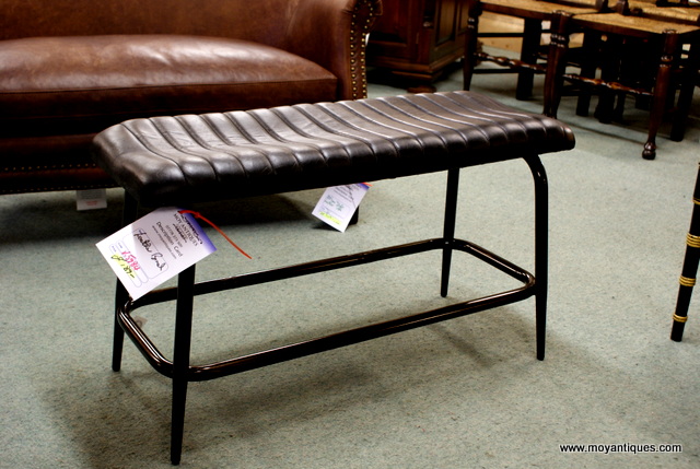 Leather top Bench/stool Black - Moy Antiques
