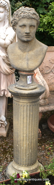 Stone David Bust On Plinth - Moy Antiques