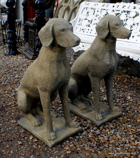 Pair Stone Dogs - Moy Antiques