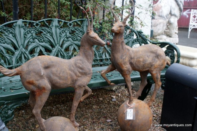 Pair Cast Iron Stag Finials - Moy Antiques