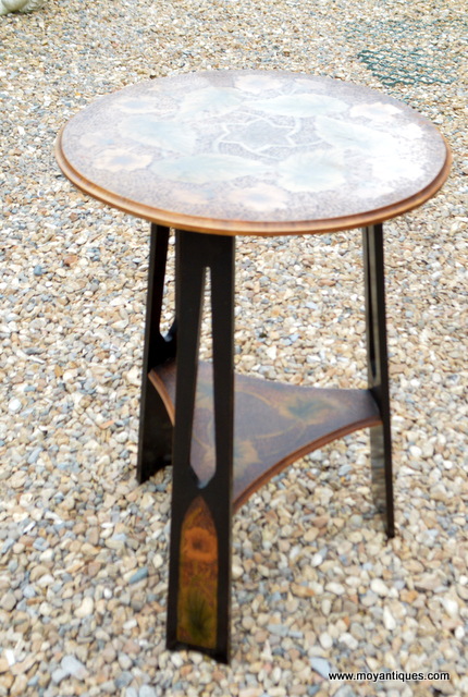 Art Nouveau Pokerwork Table SOLD - Moy Antiques