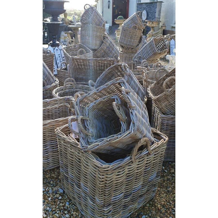 Cane Log Baskets Tall - Moy Antiques