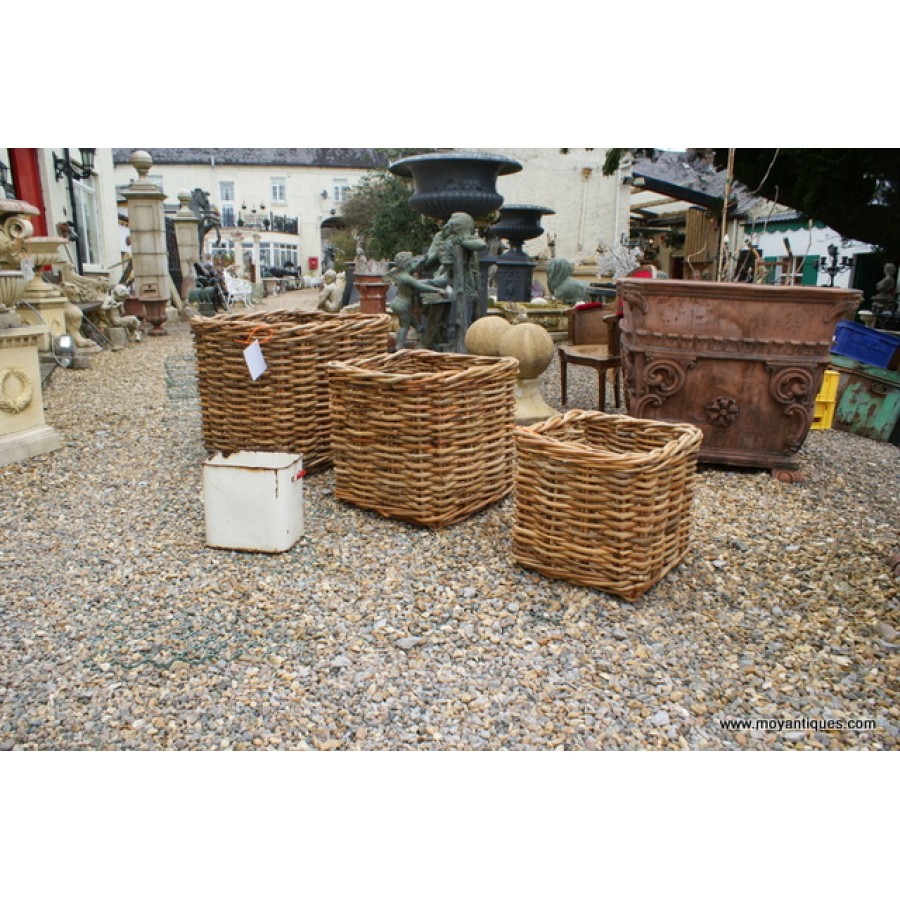 Cane Log Baskets Square - Moy Antiques