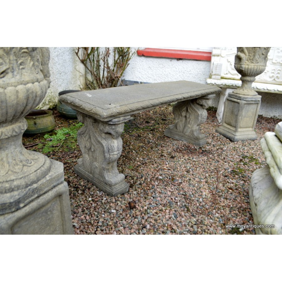 Stone Rams Head Bench - Moy Antiques