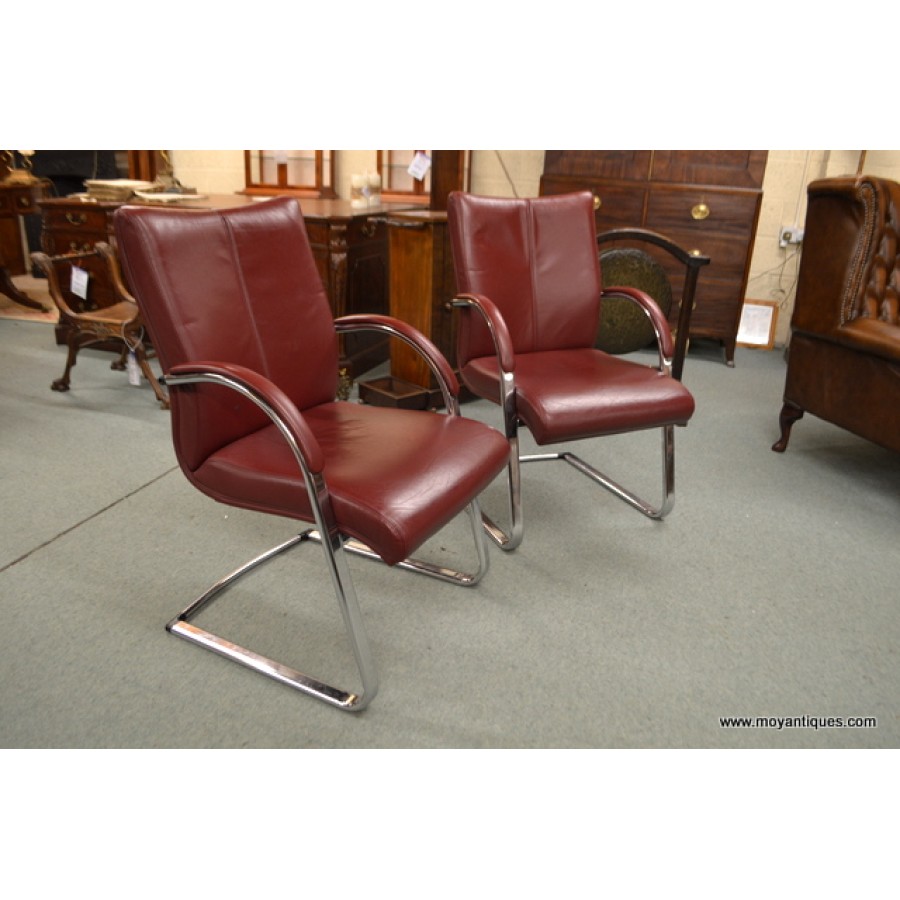 Pair Retro style Leather Chairs - Moy Antiques