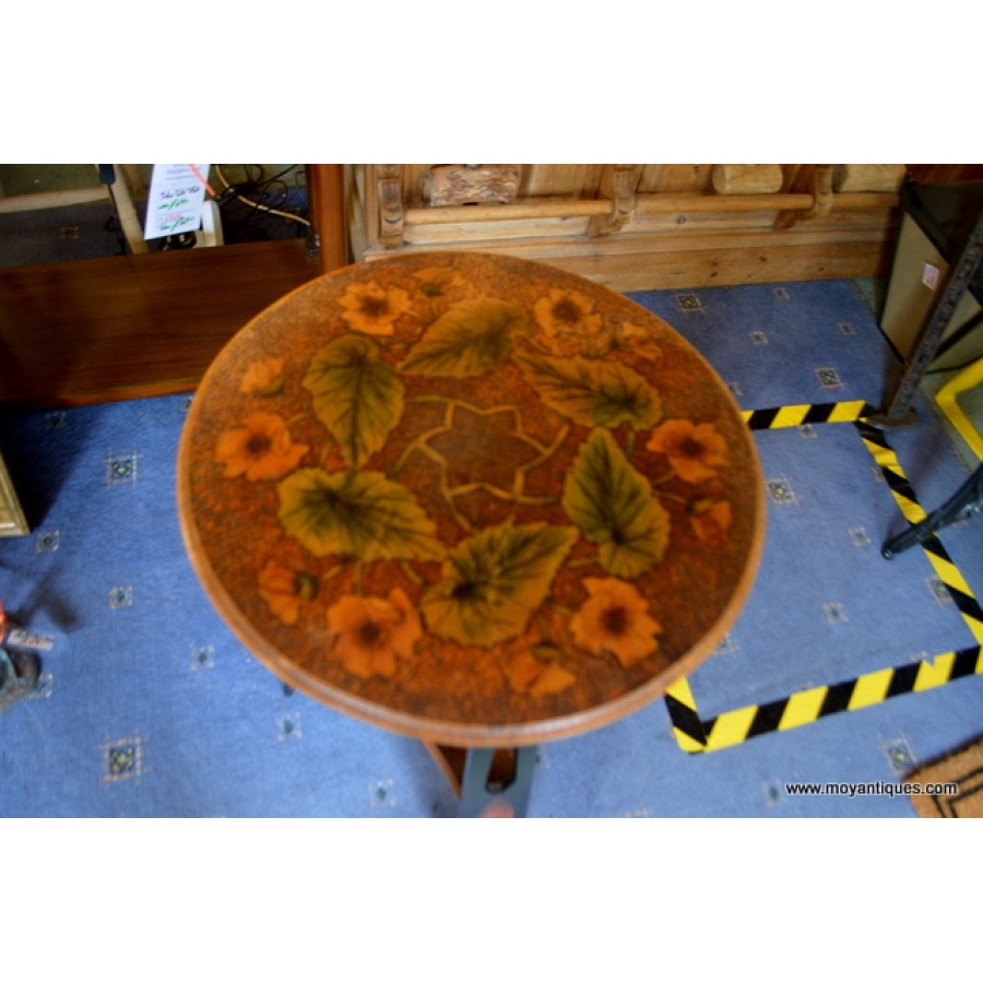 Art Nouveau Pokerwork Table SOLD - Moy Antiques
