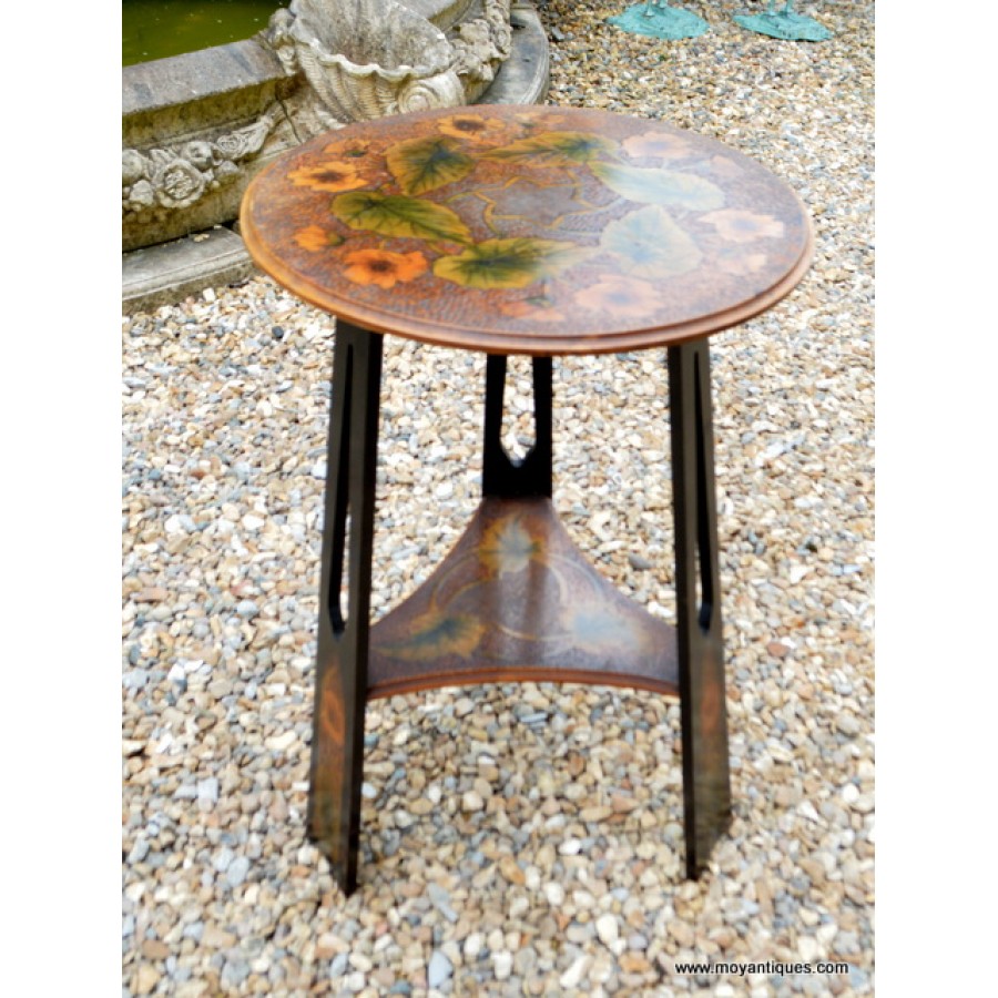 Art Nouveau Pokerwork Table SOLD - Moy Antiques
