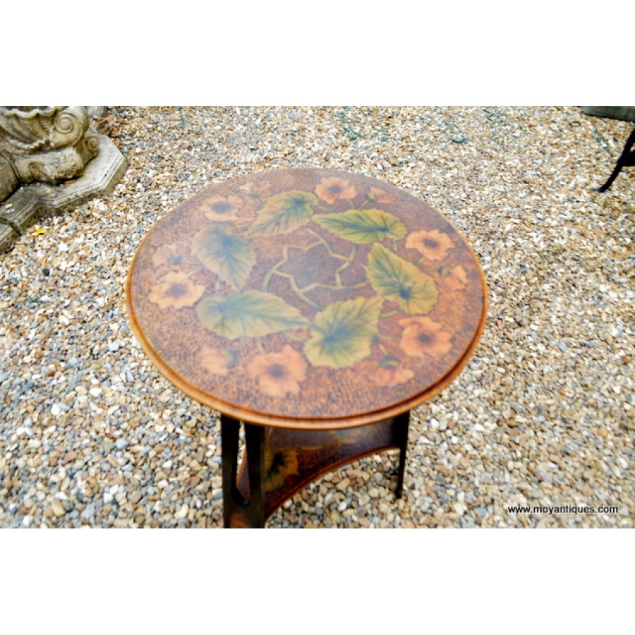 Art Nouveau Pokerwork Table SOLD - Moy Antiques