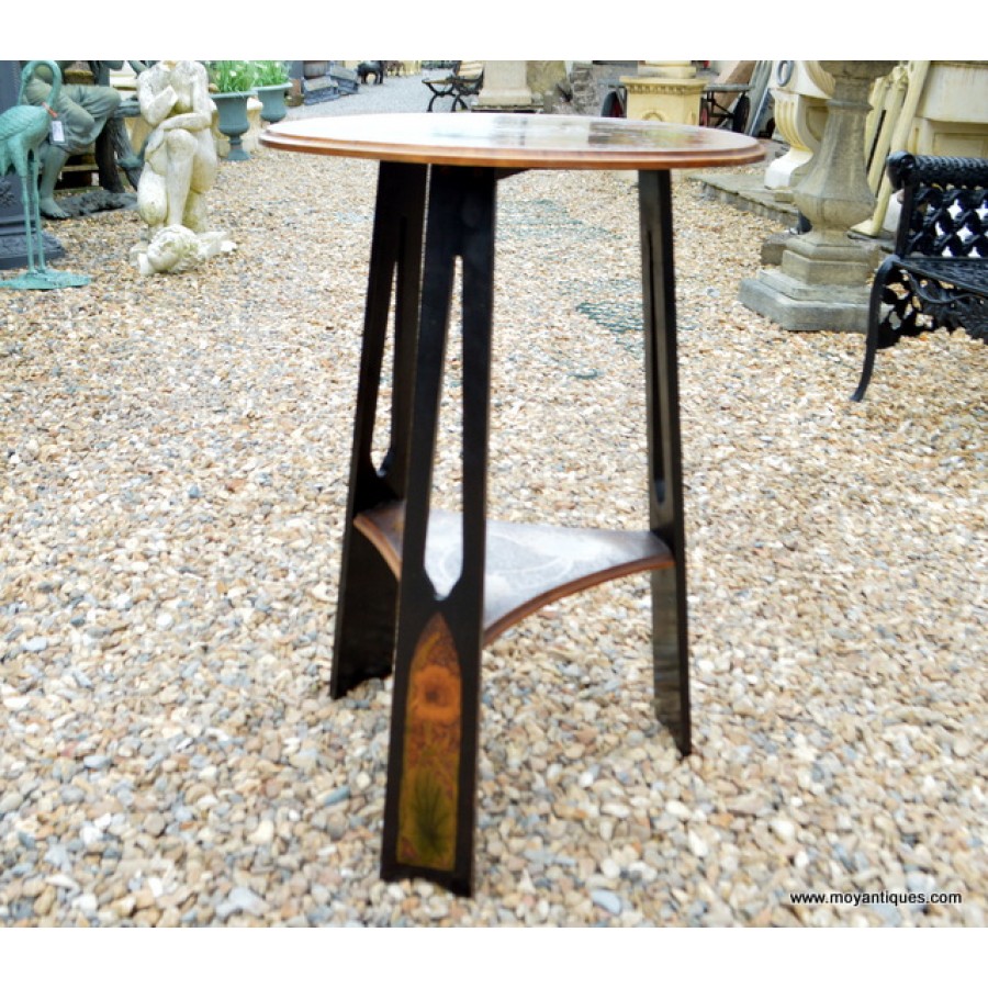 Art Nouveau Pokerwork Table SOLD - Moy Antiques